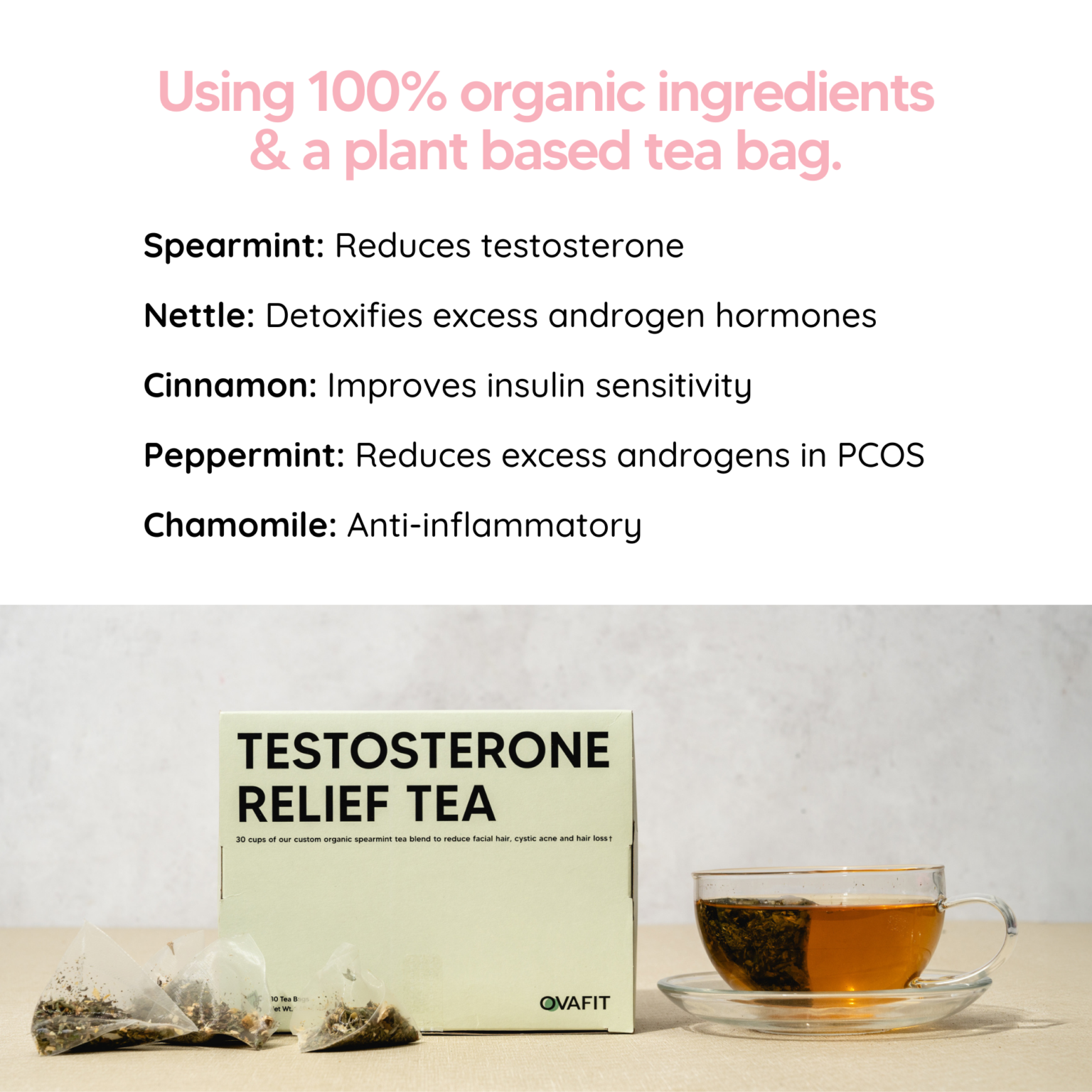Testosterone Relief Tea - OvaFit PCOS Supplements